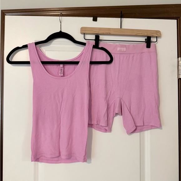 SKIMS | Intimates & Sleepwear | Pink Skims Soft Lounge Boxer Tank Set ...